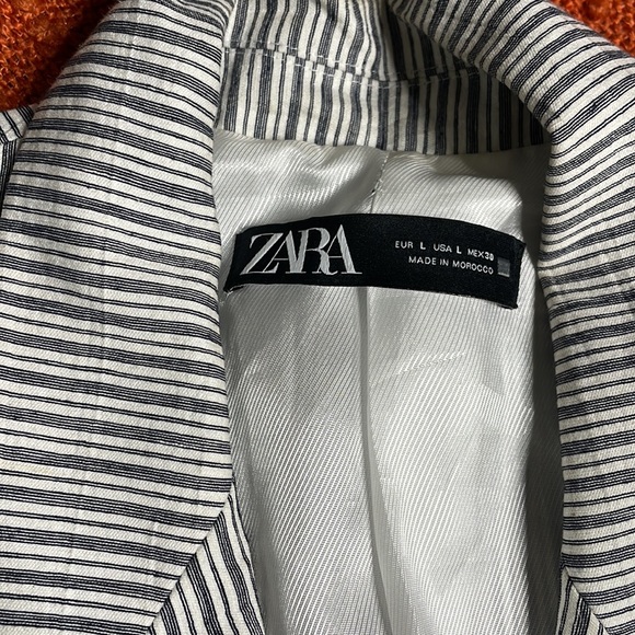 Zara | Jackets & Coats | Zara Rn7732 Navy And White Stripe Blazer With ...